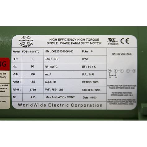 3 Hp 208 230 Volt Ac 1769 Rpm Wwe Fd3 18 184tc Farm Duty Motor Ac