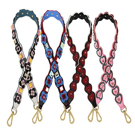 Colorful Flower Custom Leather Bag Handles Straps For Womens Handbags