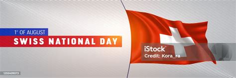 스위스 해피 내셔널 데이 인사말 카드 배너 벡터 일러스트레이션 1에 대한 스톡 벡터 아트 및 기타 이미지 1 3차원 형태 곡선 Istock