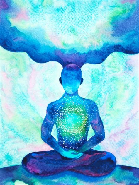 Meditação Humana Saúde Mental Ioga Chakra Cura Espiritual Cura Aquarela