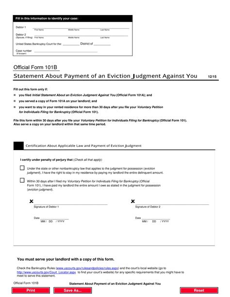 Payment Plan Form For Eviction