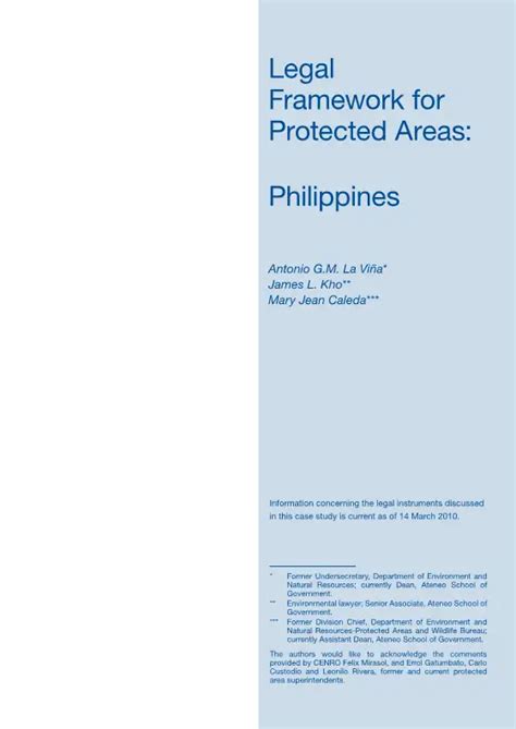 Legal Framework For Protected Areas Philippines Docslib