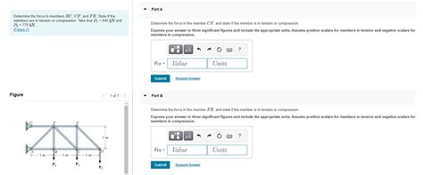 Solved Determine The Force In Members Bc Cf And Fe State Chegg
