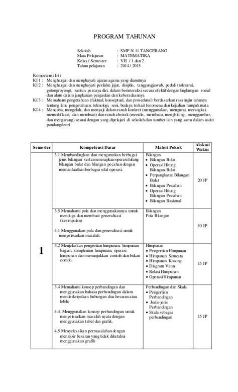 Program Tahunan Dan Program Semester Kurikulum 2013 Smp