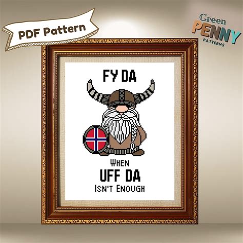 Uff Da Gnome Cross Stitch Pattern Instant Download Pdf Pattern Etsy