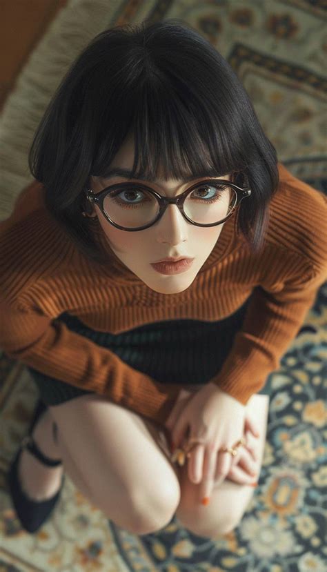 An Extreme High Angle Shot Of Velma Dinkley On Her Knees Looking At
