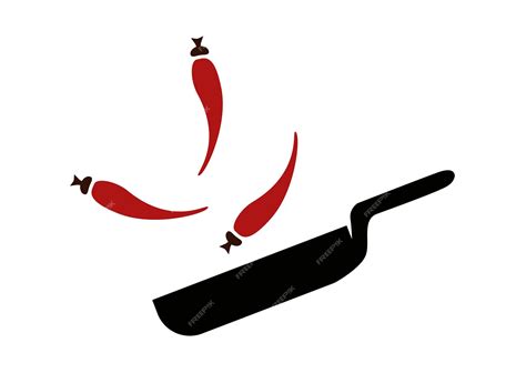 Premium Vector Red Spicy Pepper On Frying Pan Logo Banner