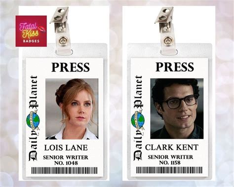 Man Of Steel Lois Lane And Clark Kent Daily Planet Id Badge Journalist