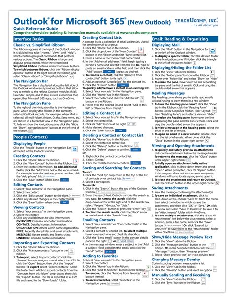 Outlook For Microsoft 365 New Outlook Introductory Quick Reference