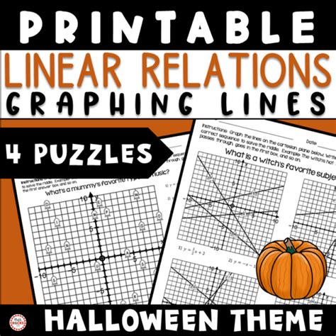 Linear Relations Graphing Lines Halloween Puzzle Printable Math