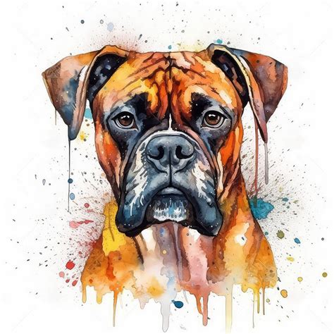 Boxer Pop Art Water Color Painting 12 High Quality  Clipart Pack