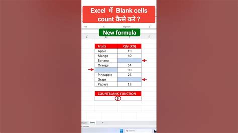 Count Blank Formula In Excel Excel Shorts Excelshorts Exceltips Cardschool Youtube