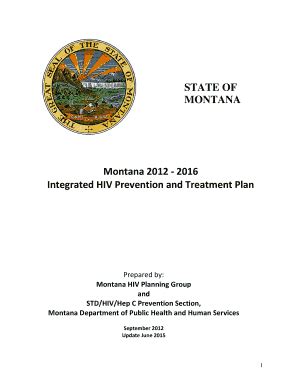 Fillable Online Dphhs Mt Montana 2012 2016 Integrated HIV Prevention