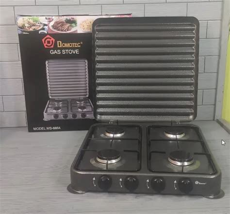 Газова плита Domotec Ms 6604 таганок на 4 конфорки плита для балонного газу для дачі дому