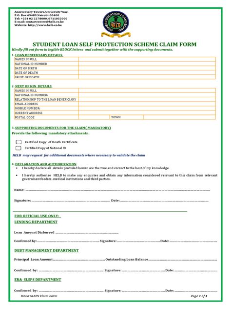 Helb Claim Form Pdf