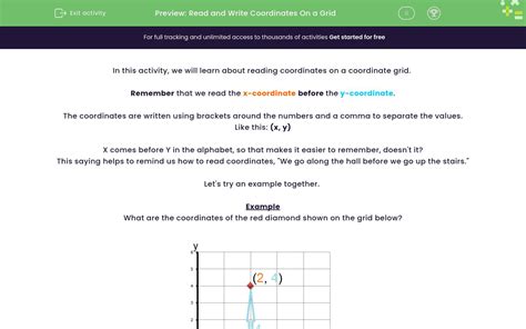 Read And Write Coordinates On A Grid Worksheet Edplace