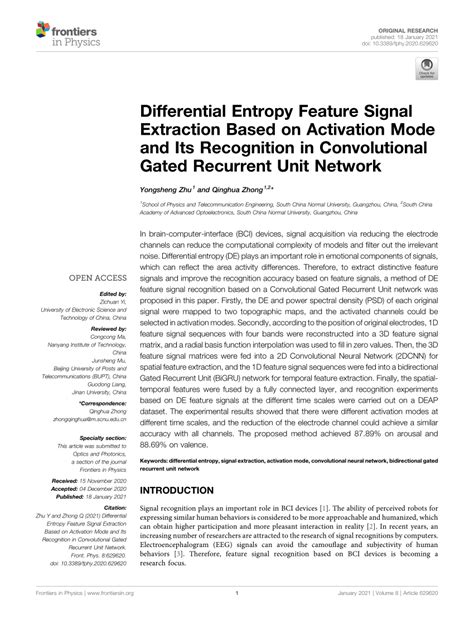 Pdf Differential Entropy Feature Signal Extraction Based On Activation Mode And Its