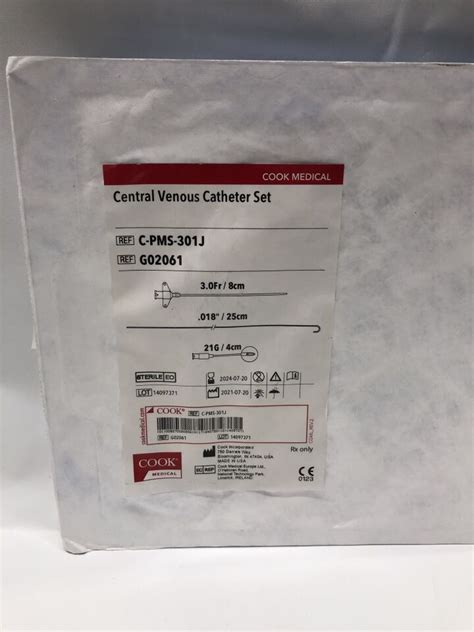 New Cook G02061 Central Venous Catheter Set 3fr Catheter X 0018 In X