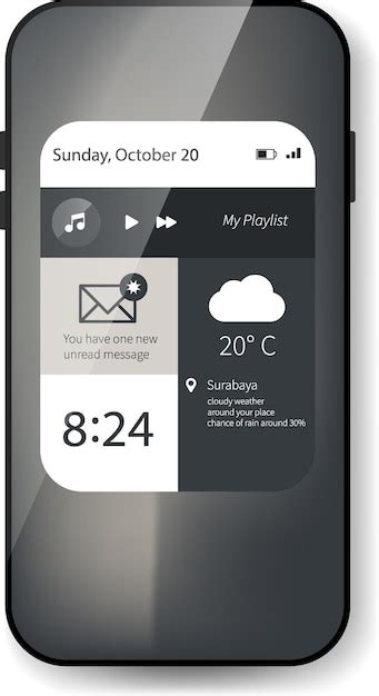 Premium Vector Floating Widget Interface For Smartphone With Weather