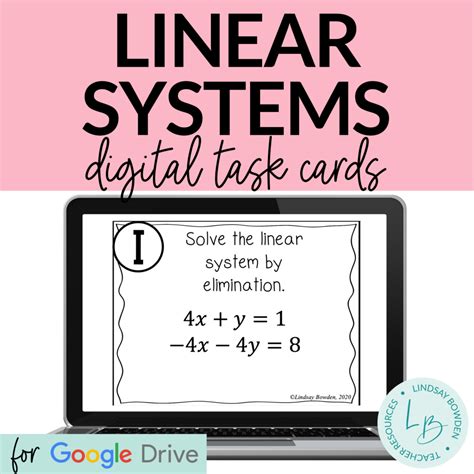Linear Systems Digital Task Cards Lindsay Bowden