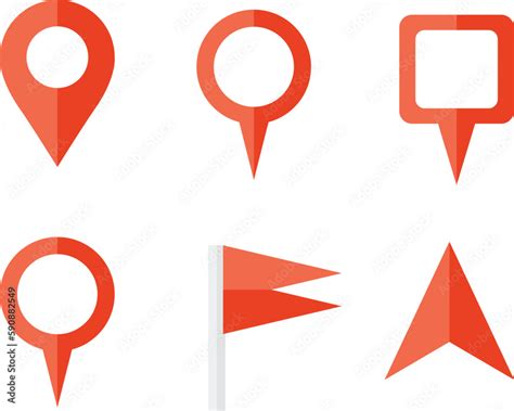 Red Location Pins Sign Set Of Marker Point On Map Place Location
