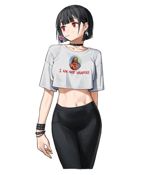 Red Eyed Cutie In Crop Top And Yoga Pants By Rinotuna Original R