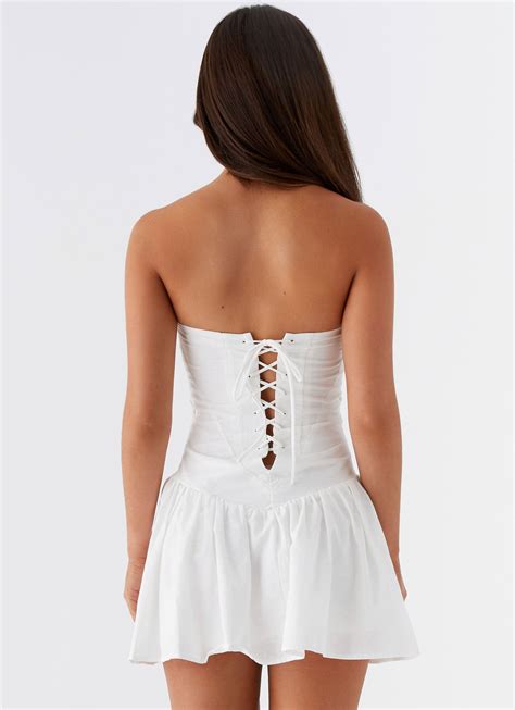 Larnie Linen Mini Dress White Peppermayo