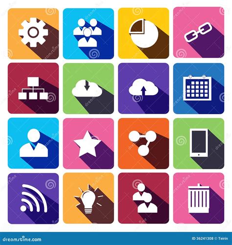 Web Icons Set In Flat Design Stock Vector Illustration Of Modern