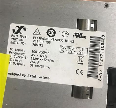 EltekS 48V 3000W Rectifier module EltekS Flatpack2 48/3000 CC HE 241119 ...
