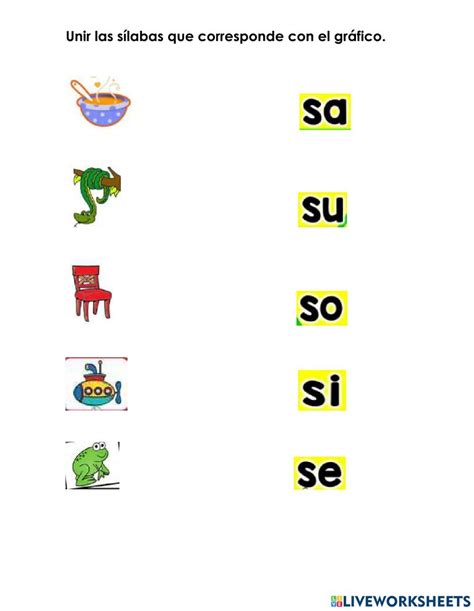 Sílabas Con Sa Se Si So Su Worksheet Letra S Preescolar Silabas
