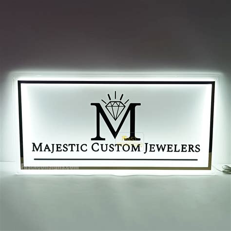 Custom Acrylic Backlit Signs Rectangle Acrylic Sign With Gold Mirror