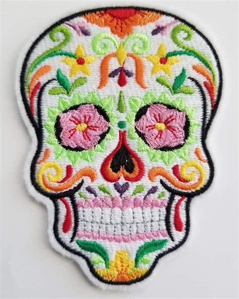 Sugar Skull Embroidered Patch Skull Patch Sugar Skull Etsy