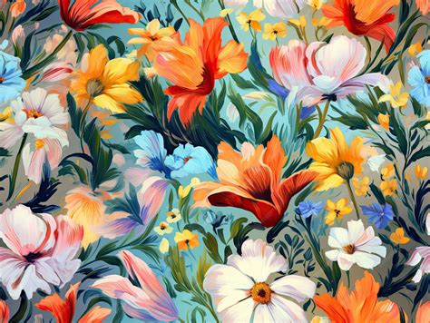 Premium Photo Seamless Botanical Pattern Flowers Illustration Wallpaper Background Design
