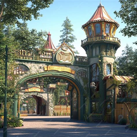 Premium Photo Snapshot Of A Theme Park Entrance With Large Welcoming