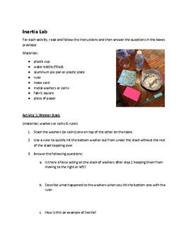 Inertia Lab By The Science Mouse Teachers Pay Teachers