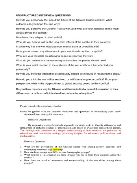 Qualitative Questionnaire Semi STRUCTURED INTERVIEW Guide QUESTIONS | PDF | Thought | Perception