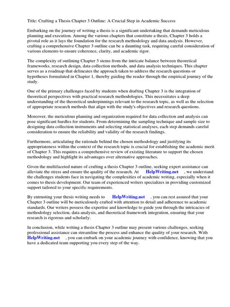 Thesis Chapter 3 Outline Pdf Thesis Methodology