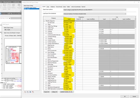 exporting to dwg where does the layer info come from in the families