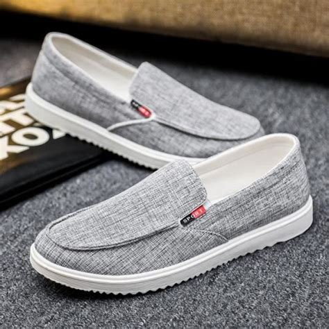 Mocassin Slippers Chaussures Homme Mocassins Toile Gris1 Or Cdiscount