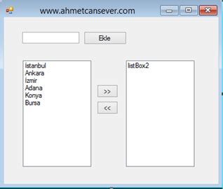 C ListBoxtan ListBoxa Veri Aktarma Tasarım Kodlama
