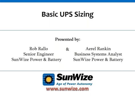 Intro To Battery Backup UPS System Sizing SunWize Power Independence