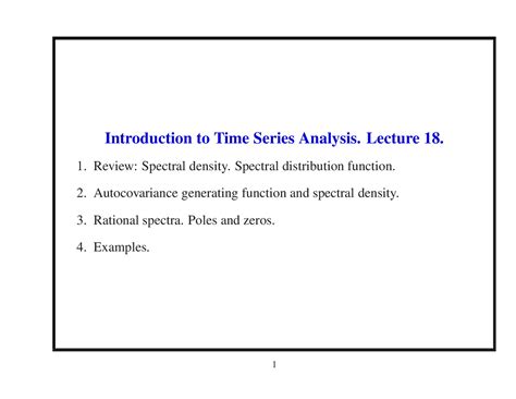 Review Spectral Density And Spectral Distribution Function Stat 153