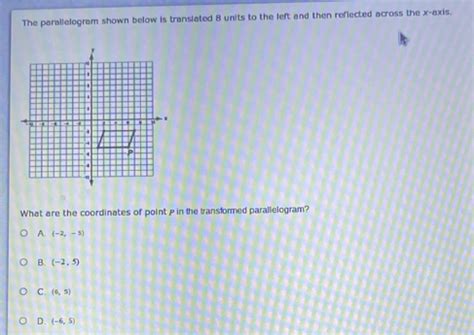 Solved The Parallelogram Shown Below Is Translated 8 Units To The Left