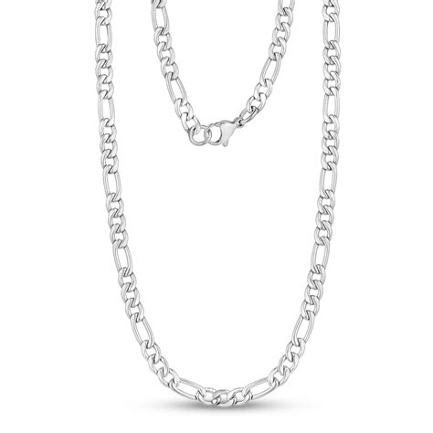 5mm Stainless Steel Mens Figaro Chain Necklace The Steel Shop