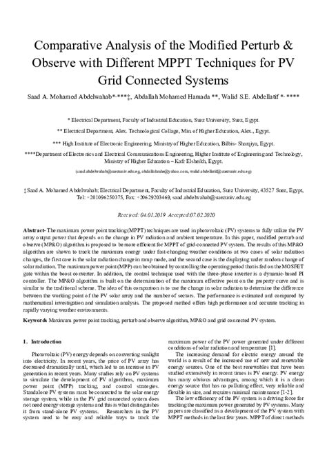 pdf comparative analysis of the modified perturb and observe with