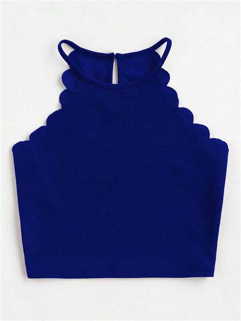 Shein Privé Scallop Trim Halter Top Shein Usa