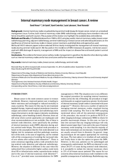 Pdf Review Of Internal Mammary Node Management In Breast Cancer