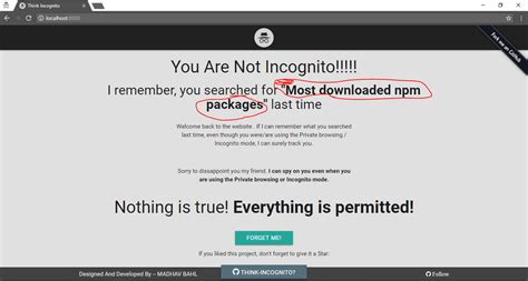 github madhavbahl think incognito you think you are incognito