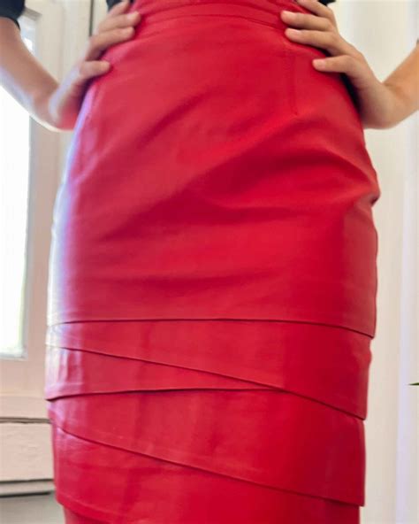 80s Red Leather Mini Skirt Lucky Vintage