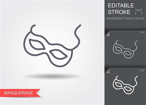 Icône De Ligne De Masque De Carnaval Avec Ombre Et Trait Modifiable